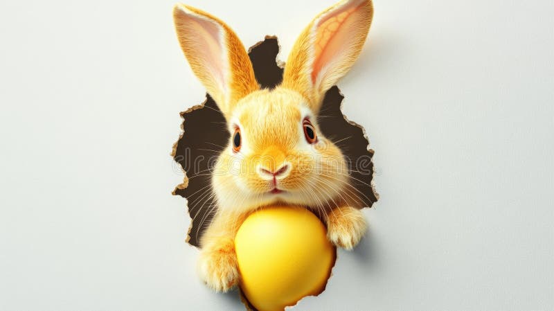 Rabbit Peering from Hole in Wall Stock Image - Image of backyard, scene ...