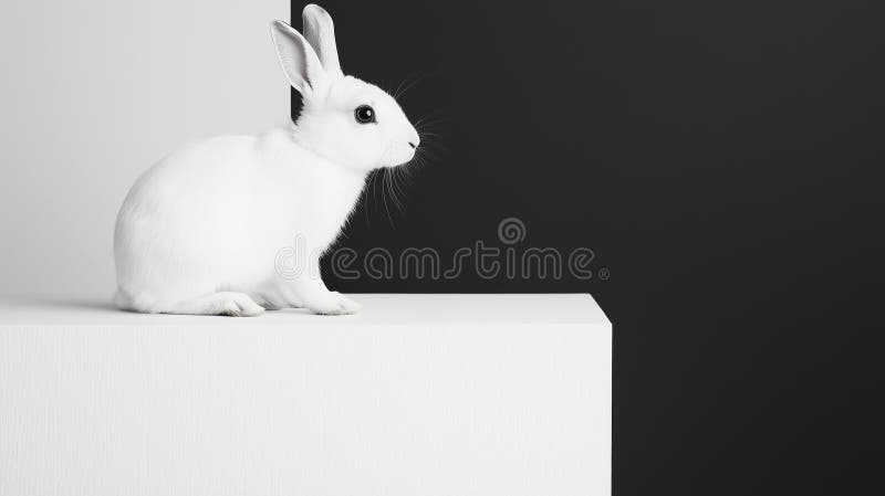 A Rabbit Perches on a White Table Stock Image - Image of brown, indoor ...