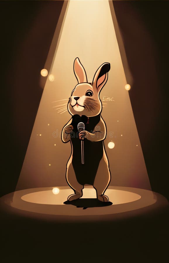 Rabbit Performs on Stage, Speaks into a Microphone. AI Generated Stock ...
