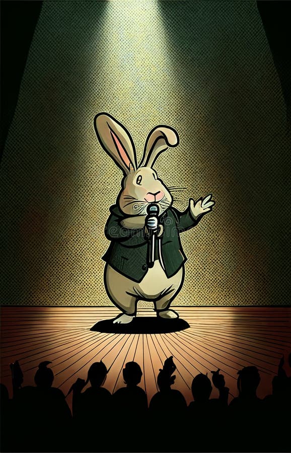 Rabbit Performs on Stage, Speaks into a Microphone. AI Generated Stock ...