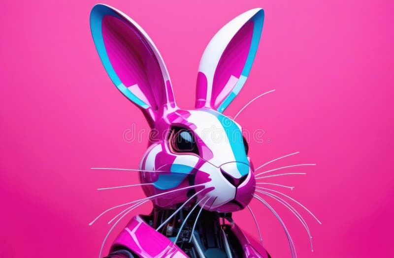 Rabbit on Pink Background,robot Rabbit Head,toy,text Space Stock Photo ...