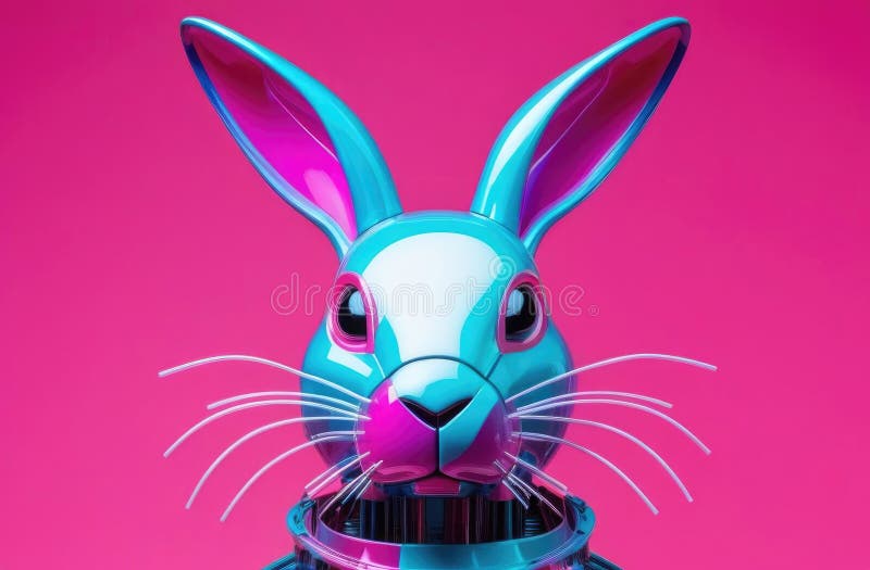 Rabbit on Pink Background,robot Rabbit Head,toy,text Space Stock Photo ...