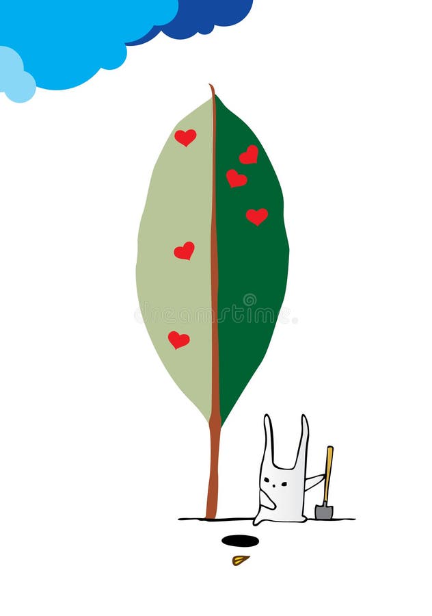 Rabbit plants a tree stock vector. Illustration of fruit - 21333596