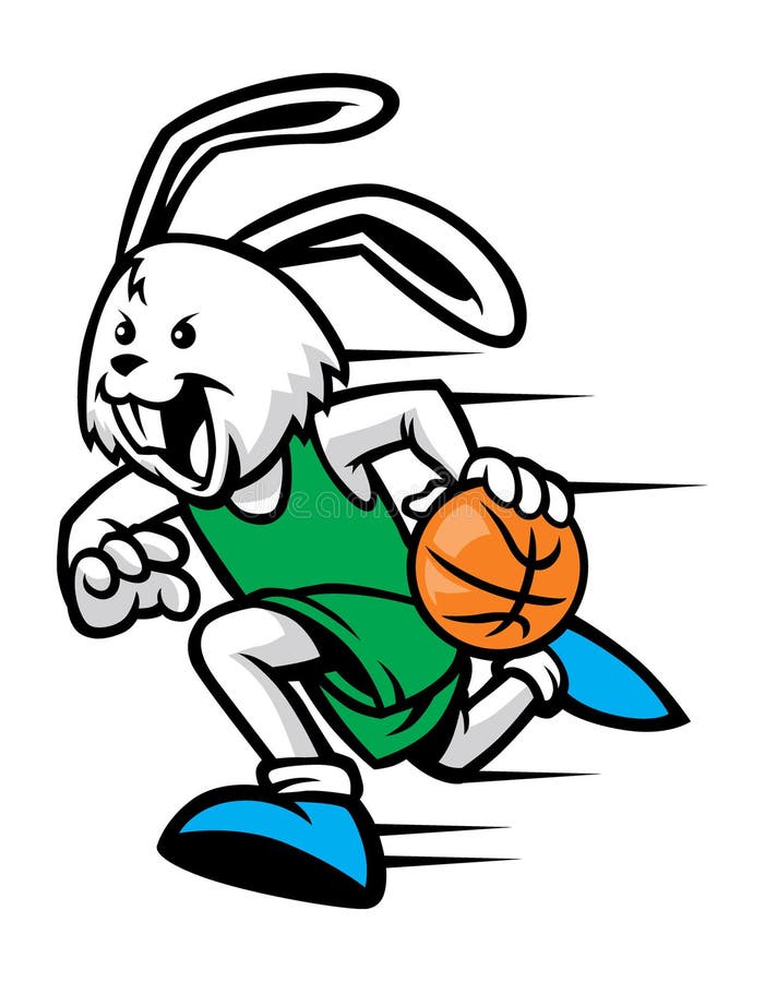 Rabbit play basketball stock vector. Illustration of happy - 35695470