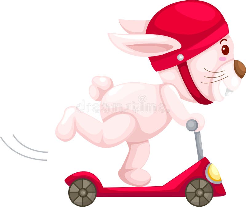 Cute Rabbit Driving Scooter Stock Vector - Illustration of children ...
