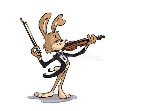 Rabbit playing violin stock illustration. Illustration of baroque ...