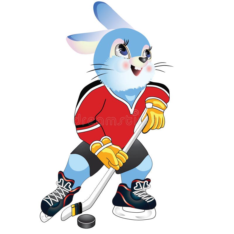 Rabbit plays hockey stock vector. Illustration of symbol - 262377574