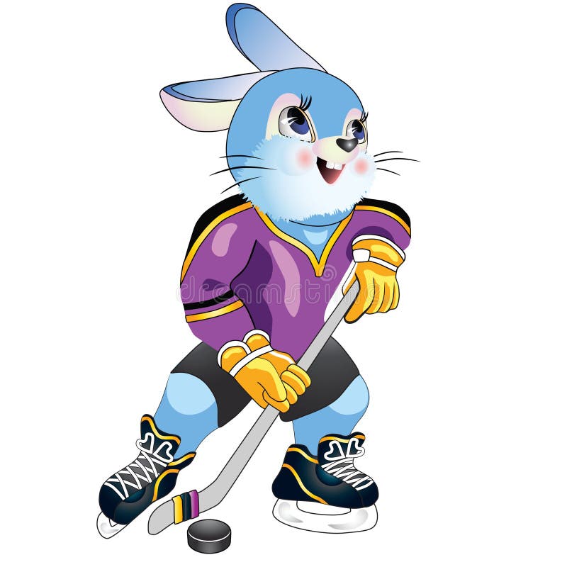 Rabbit plays hockey stock vector. Illustration of playing - 271338339