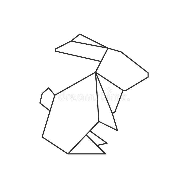 Isolated Polygon Style of Rabbit Figure Black Outline Simple Linear for ...