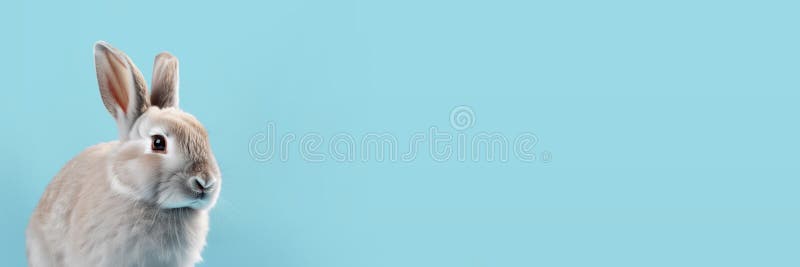 Rabbit Portrait on a Blue Solid Background Stock Illustration ...
