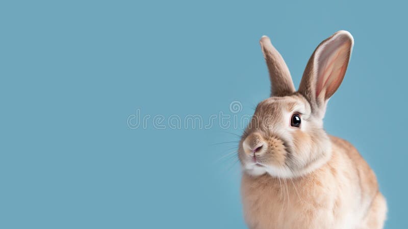 Rabbit Portrait on a Blue Solid Background Stock Illustration ...