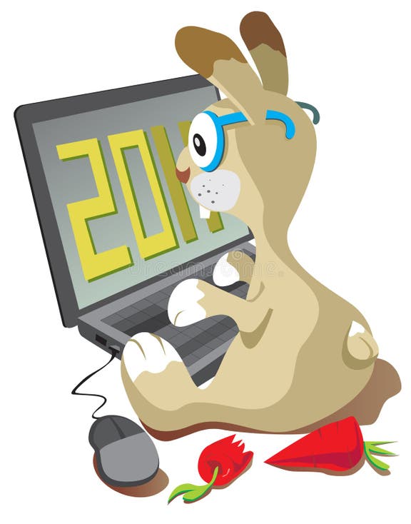 Rabbit the programmer stock vector. Illustration of pensive - 17397895