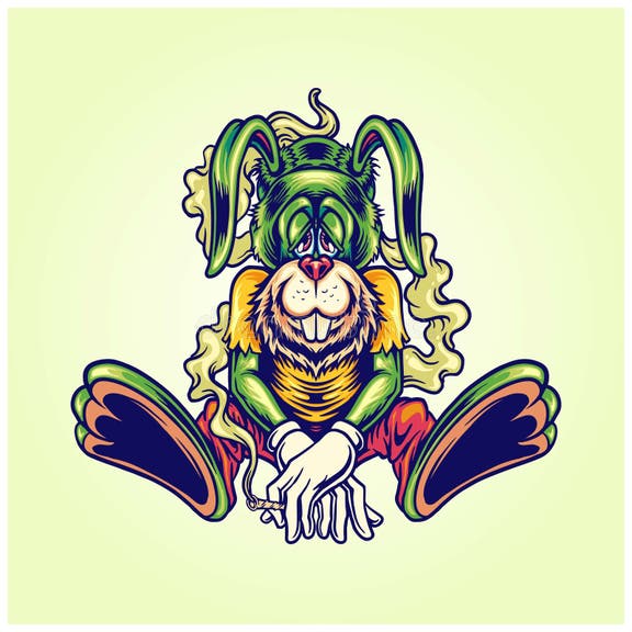 Rabbit Psychedelic Weed Fantasy Stock Vector - Illustration of easter ...
