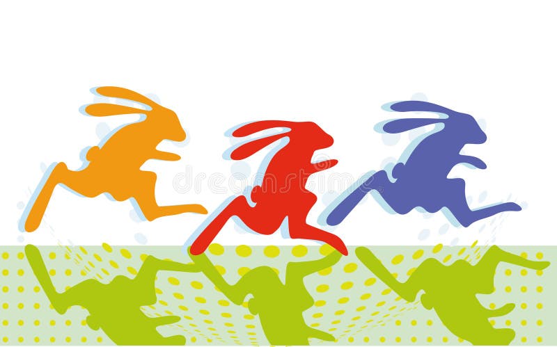 Rabbit Race Colorful Illustration Stock Illustration - Illustration of ...