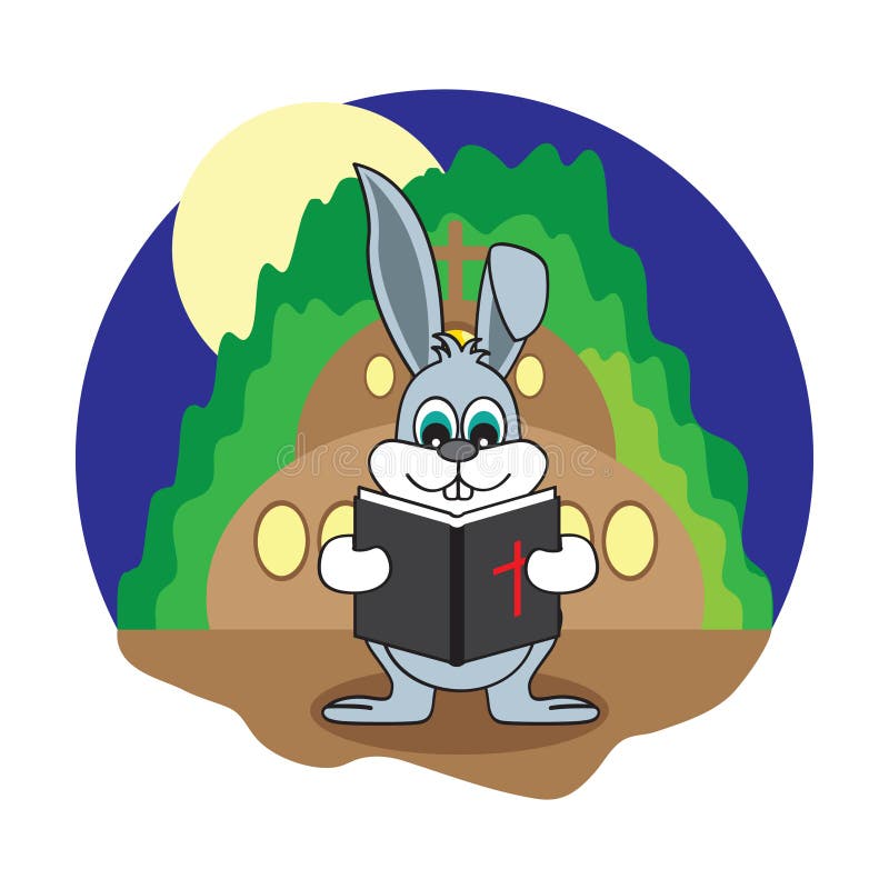 Rabbit Reading Bible. Vector Illustration Decorative Design Stock ...