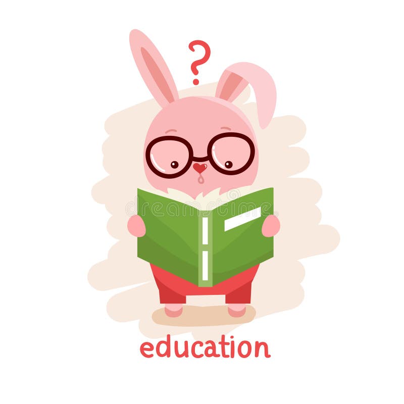 Rabbit reading a book stock vector. Illustration of cute - 154451627