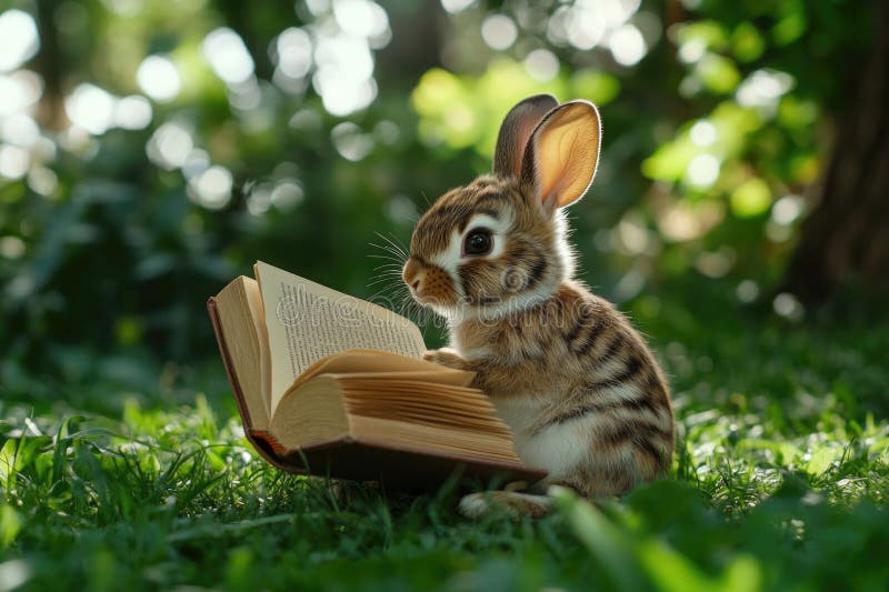 Rabbit Reading Book stock illustration. Illustration of book - 385229638