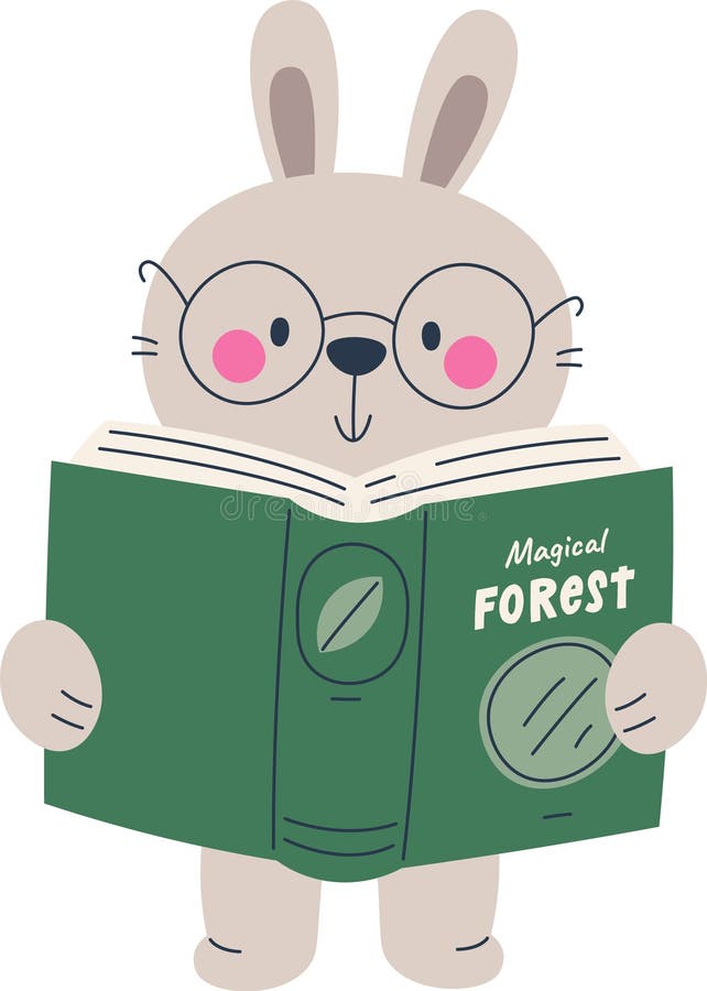 Rabbit Reading Book stock vector. Illustration of literature - 303792185