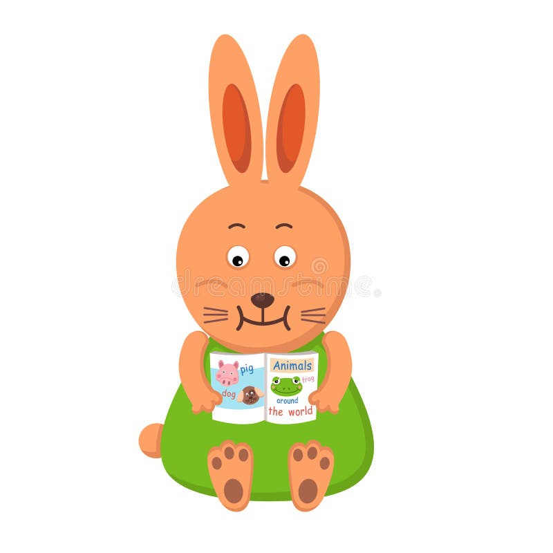 Cartoon Rabbit Reading Book Stock Illustrations – 190 Cartoon Rabbit ...