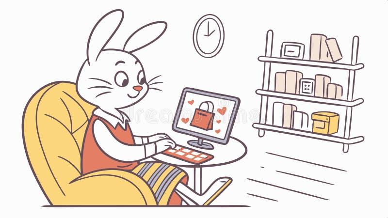 Rabbit Reading on Tablet, E-reader Rabbit, Digital Book, Cartoon Reader ...