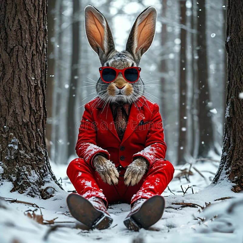 Rabbit in a Red Business Suit Stock Photo - Image of sunglasses ...