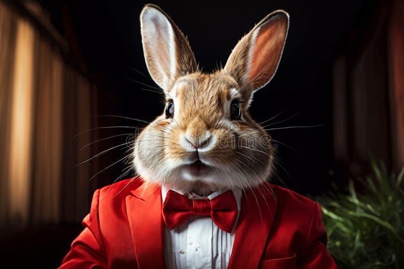 Rabbit in red suit stock illustration. Illustration of rabbit - 315655558