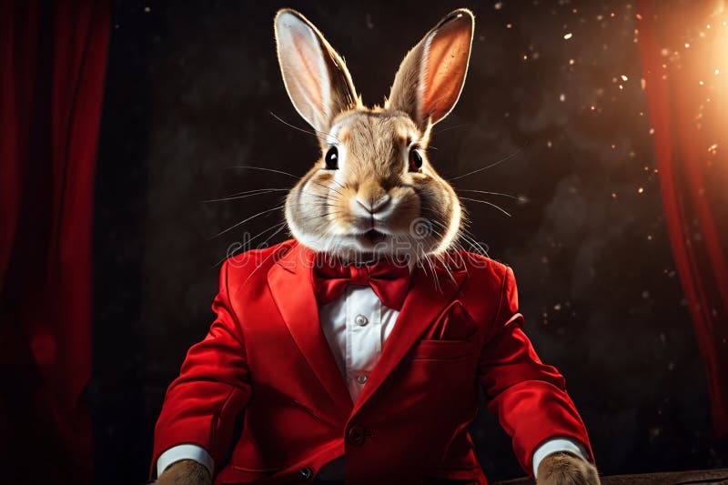 Rabbit in red suit stock illustration. Illustration of generate - 315655606