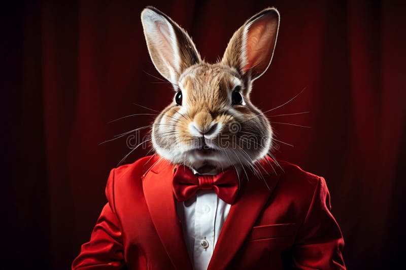 Rabbit in red suit stock illustration. Illustration of rabbit - 315655678
