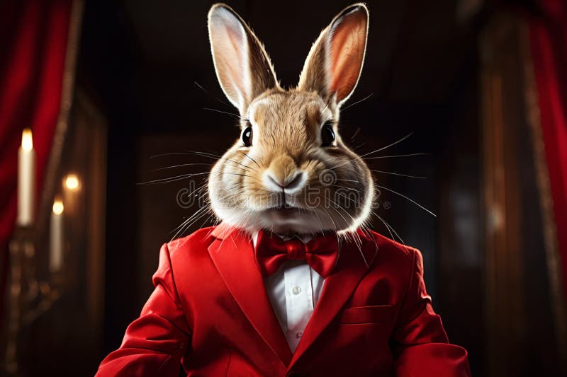 Rabbit in red suit stock illustration. Illustration of generate - 315655699