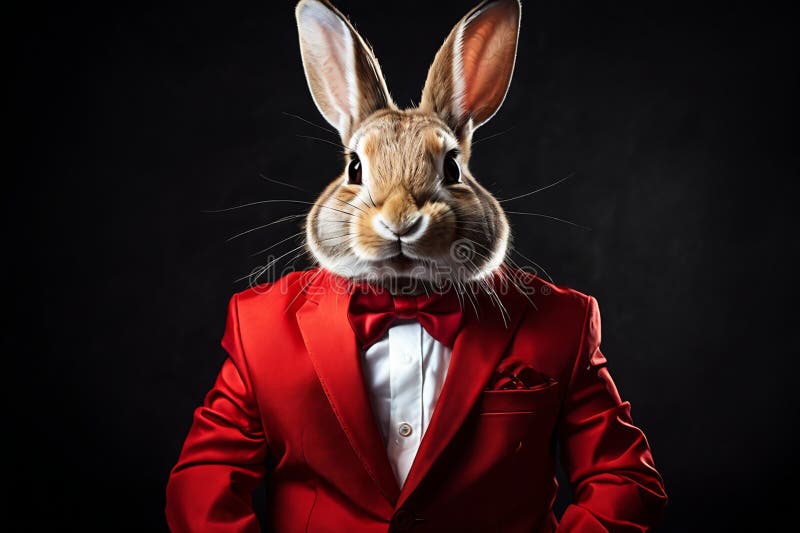 Rabbit in red suit stock illustration. Illustration of light - 315655716
