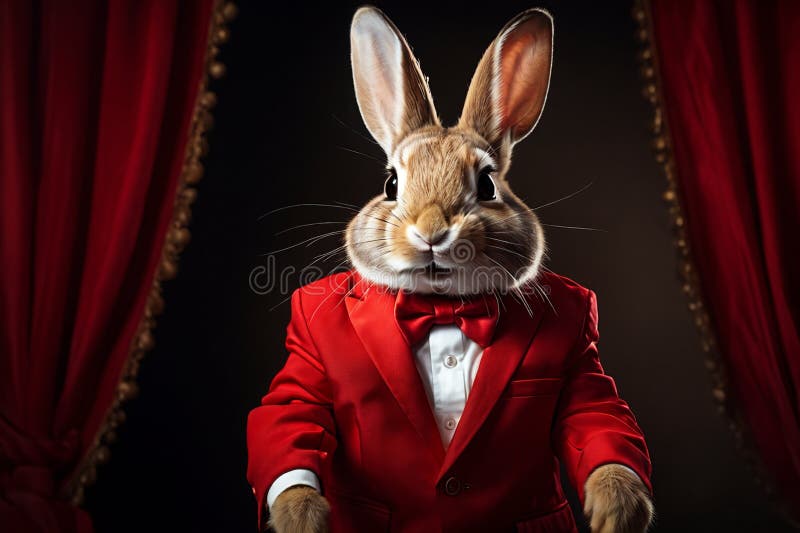 Rabbit in red suit stock illustration. Illustration of suit - 315655729