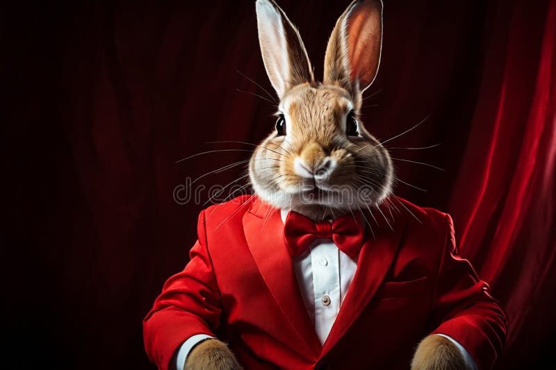 Rabbit in red suit stock illustration. Illustration of generate - 315655748