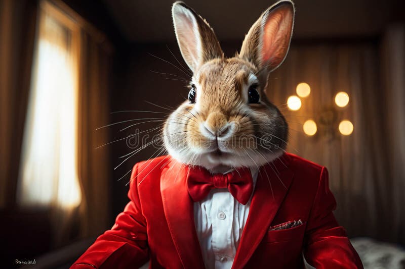 Rabbit in red suit stock illustration. Illustration of rabit - 315655754