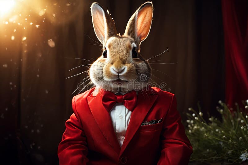 Rabbit in red suit stock illustration. Illustration of light - 315655764