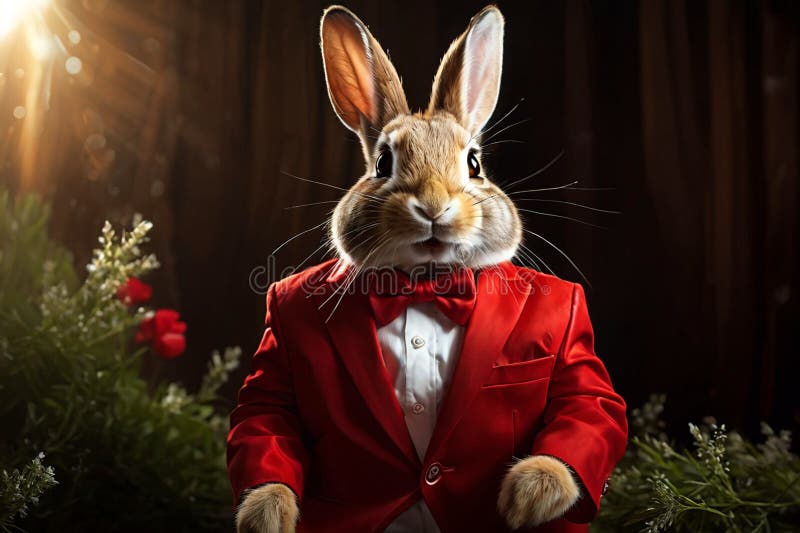 Rabbit in red suit stock illustration. Illustration of rabbit - 315655765