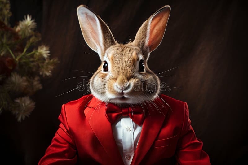 Rabbit in red suit stock illustration. Illustration of rabbit - 315655829