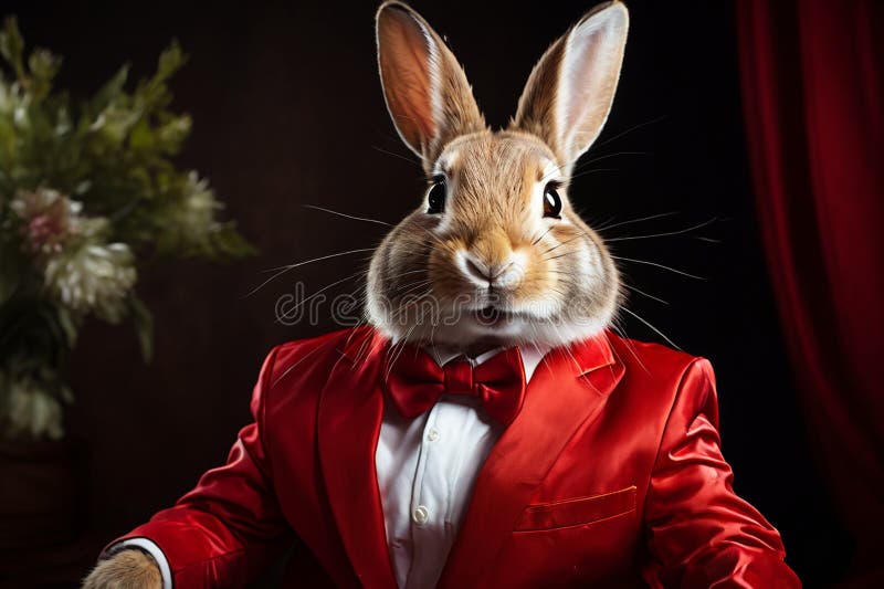 Rabbit in red suit stock illustration. Illustration of rabit - 315655483