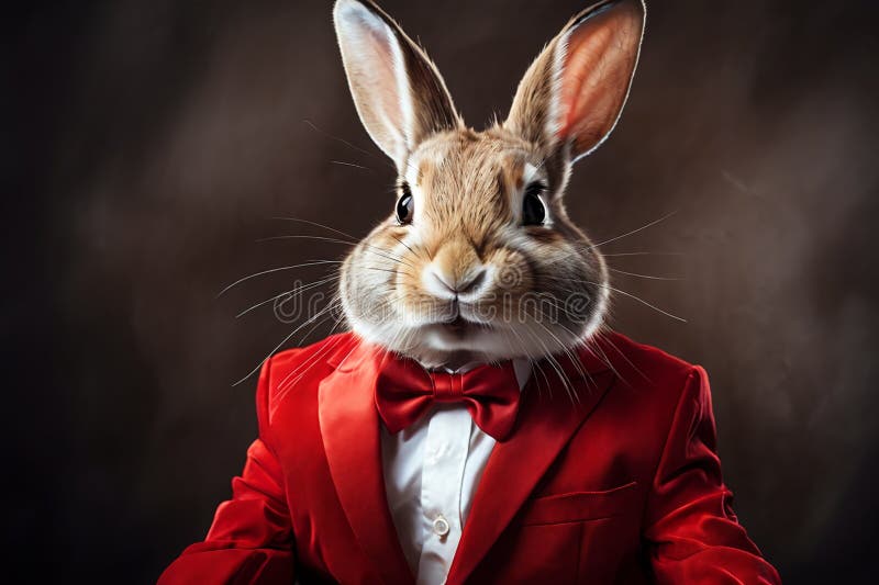 Rabbit in red suit stock illustration. Illustration of suit - 315655902
