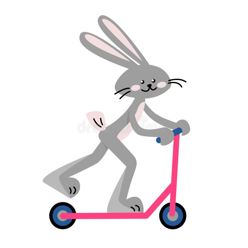 Rabbit rides a scooter stock vector. Illustration of kids - 258709917