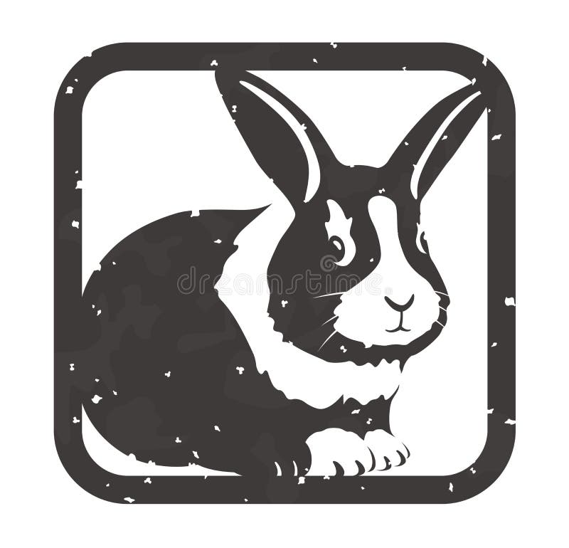 Rabbit Rubber Stamp Illustration for Easter and the Chinese Zodiac Year ...