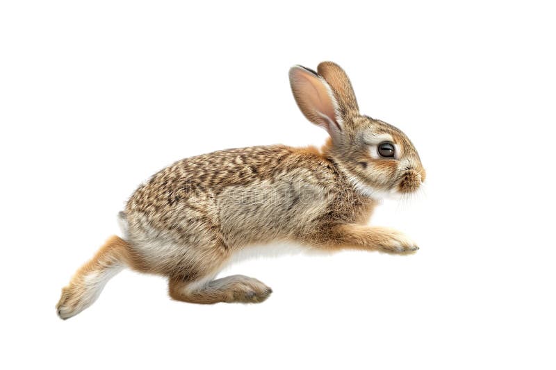 Rabbit Running Alone on Transparent Background Stock Illustration ...