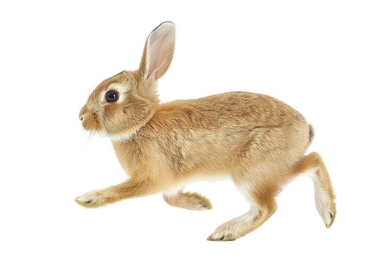Rabbit Running Alone on Transparent Background Stock Illustration ...
