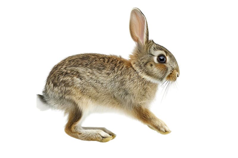 Rabbit Running Alone on Transparent Background Stock Illustration ...