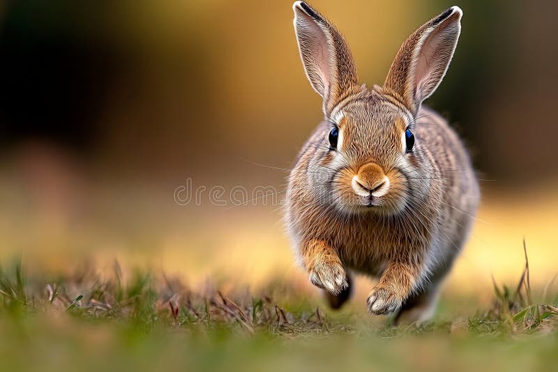 A Rabbit Running through the Grass in the Sunlight Stock Image - Image ...