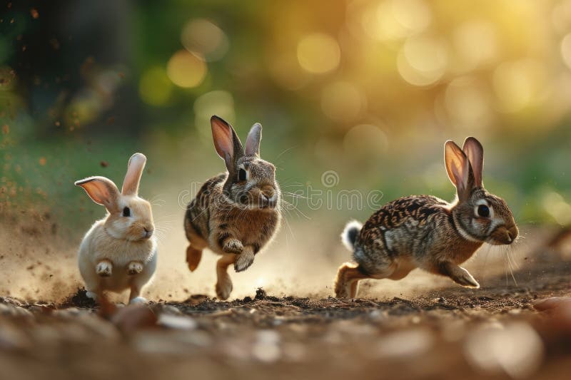 Rabbit Running a Tortoise-and-the-hare Race Stock Illustration ...