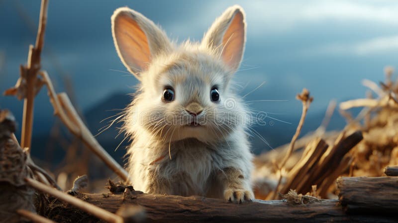 A rabbit with a sad look stock illustration. Illustration of face ...