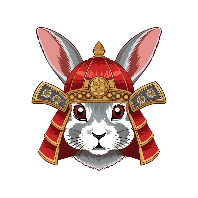 Rabbit with samurai mask stock vector. Illustration of icon - 361550555
