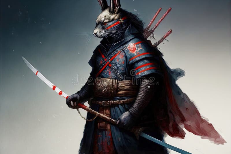 Rabbit Samurai Portrait in Traditional Vintage Photography Style ...