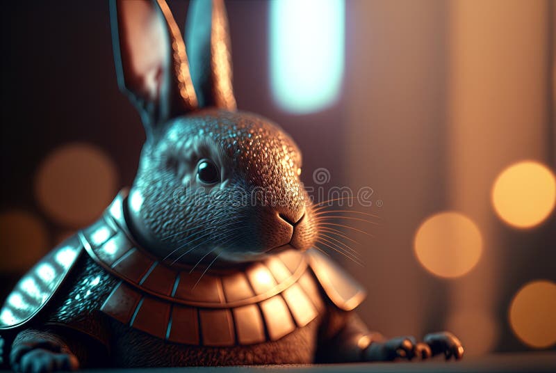 Rabbit Samurai in Traditional Drawing Style. Japanese Styled Art with ...