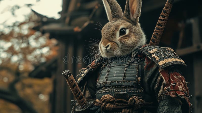 Rabbit Samurai Warrior. an Artistic Animal Concept. Courage and Focus ...